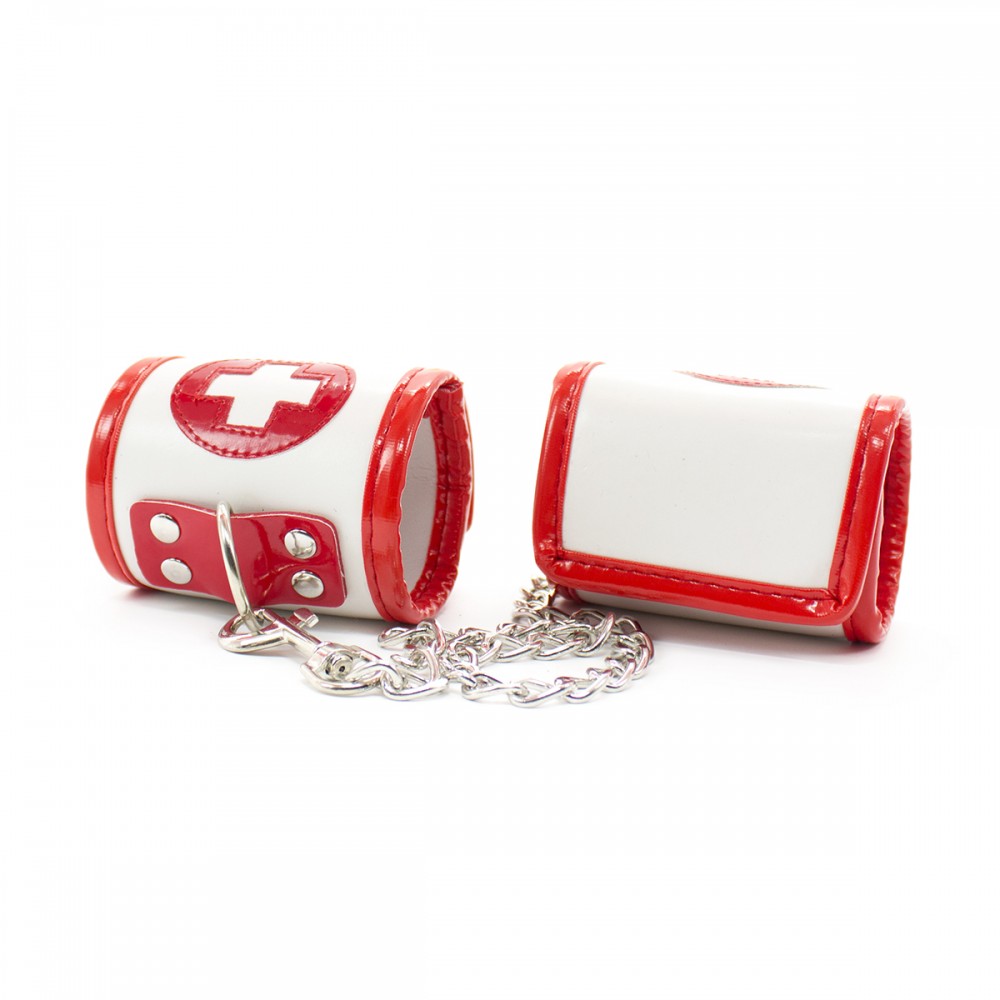 Nurse Style White & Red Wrist Cuffs